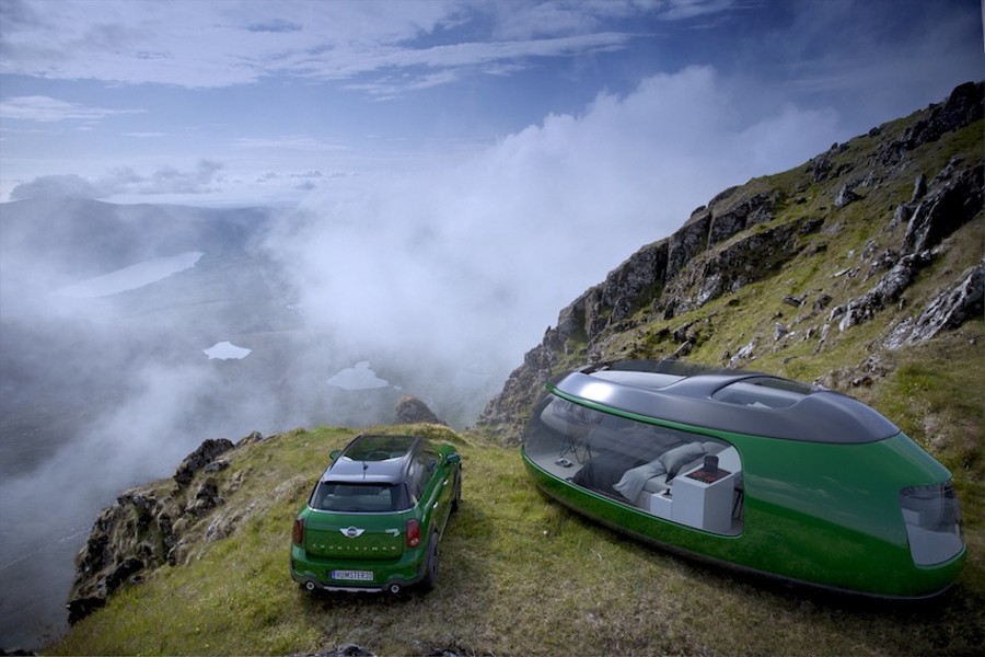 Glamping kapsula, ki jo je navdihnil Mini Cooper