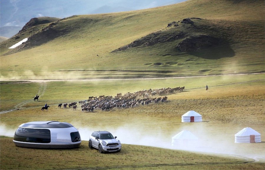 Glamping kapsula, ki jo je navdihnil Mini Cooper